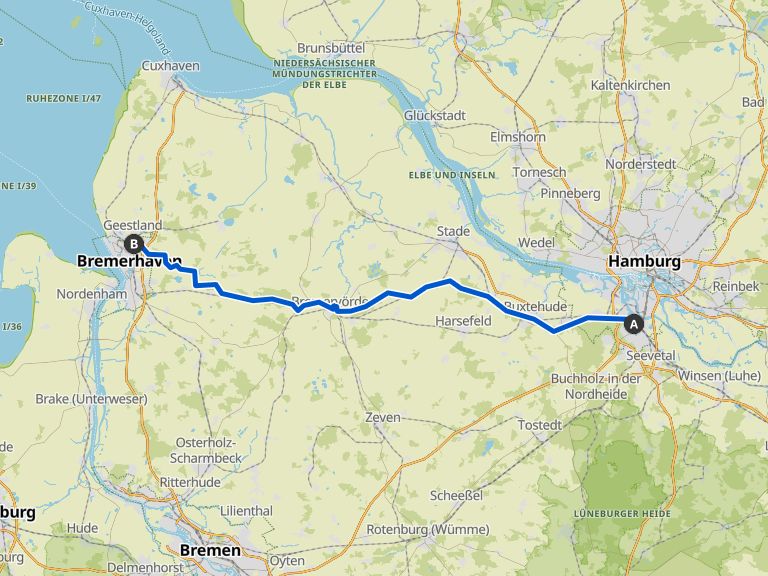 Hamburg -> Bremerhaven | Fahrradtour | Komoot